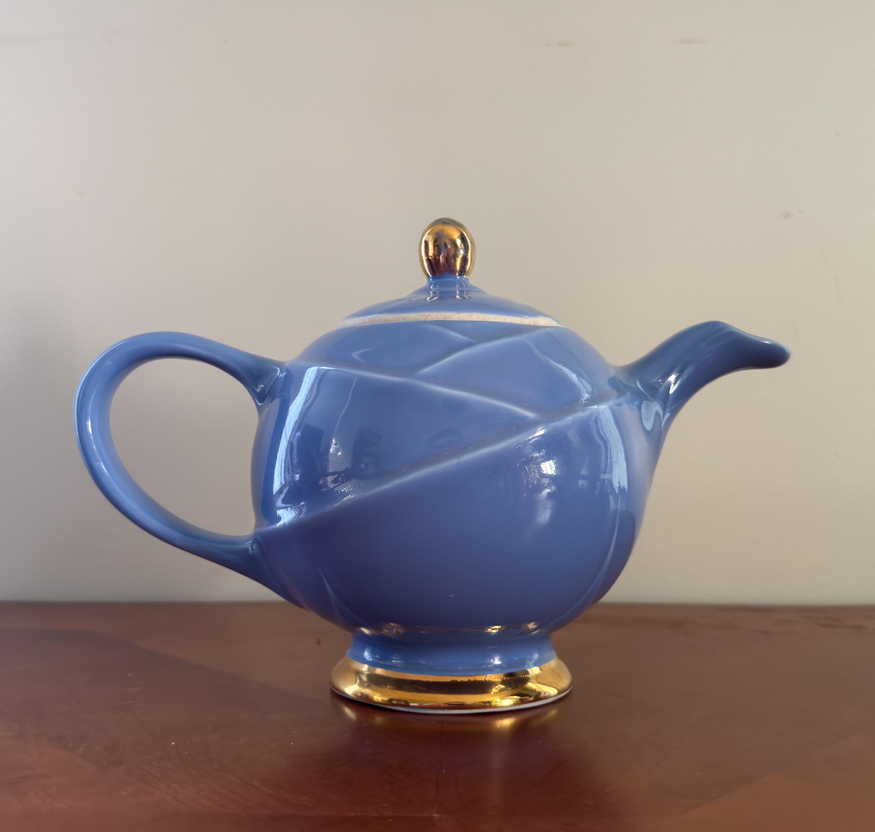 Hall China Moderne Teapot in Cadet Blue With Standard Gold Trim ...