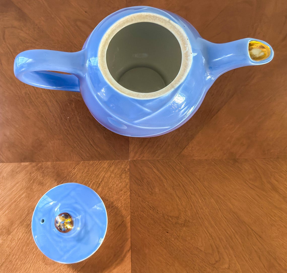 Hall China Moderne Teapot in Cadet Blue With Standard Gold Trim ...