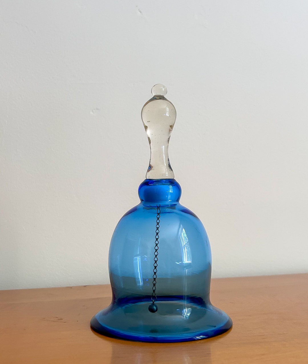 Vintage Blue Art Glass Dinner Bell by Pilgrim Glass | 1960s Decorative ...