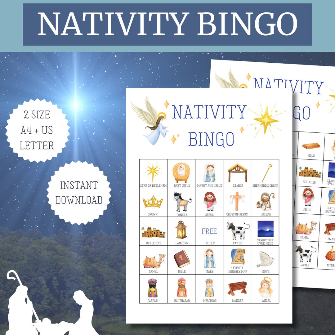 Nativity Bingo Game Printable Nativity Game Activity, Christian ...