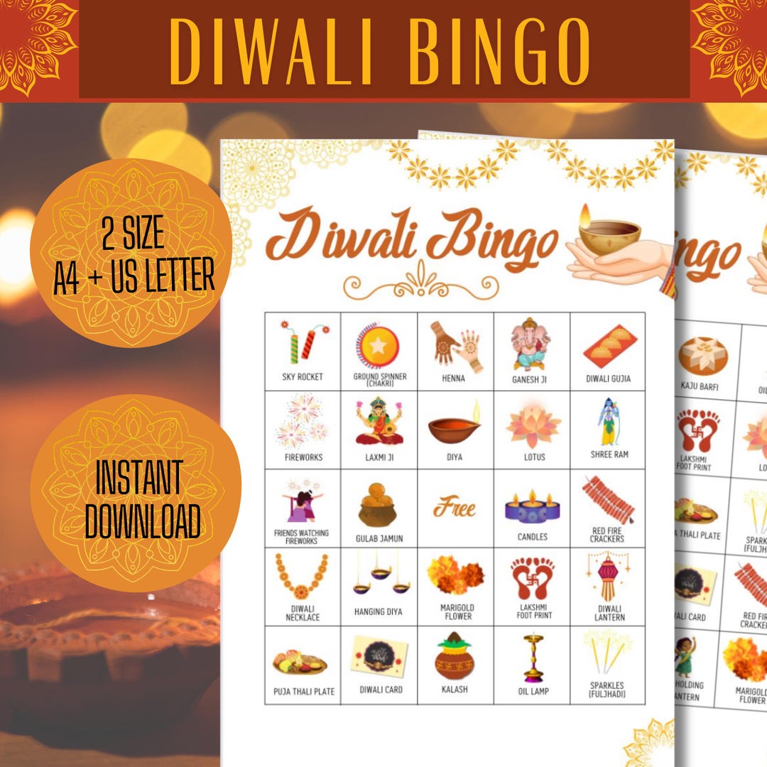 Buy Diwali Bingo Game - Diwali Party Games, Printable Diwali Bingo ...