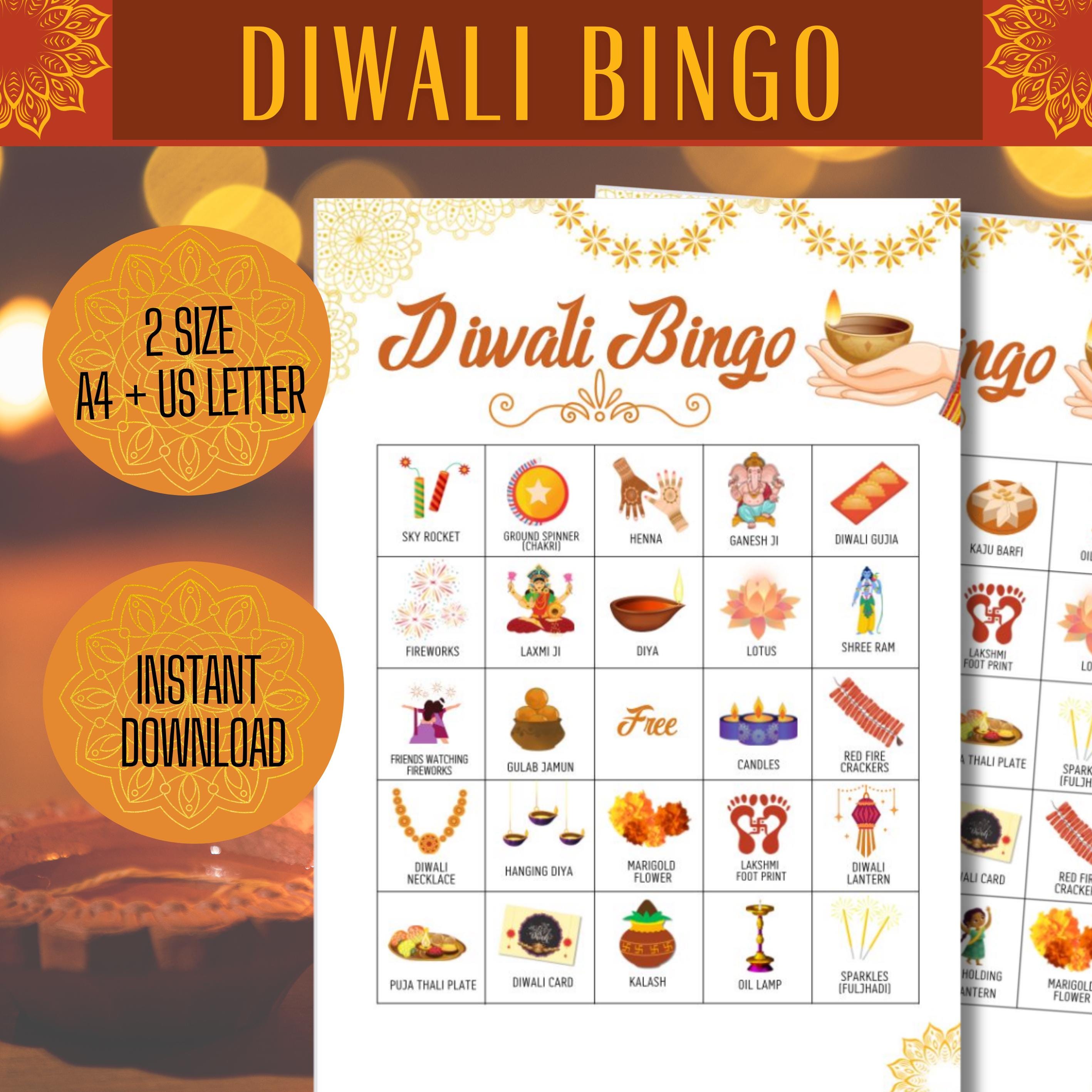 Buy Diwali Bingo Game - Diwali Party Games, Printable Diwali Bingo ...