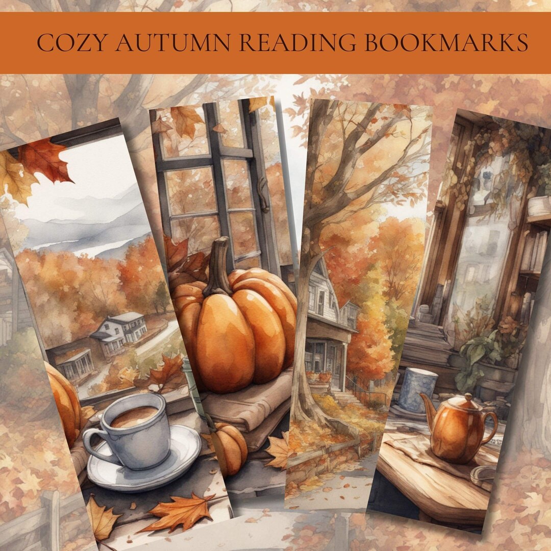 Pumpkin Bookmarks Printable Cozy Autumn Bookmarks Printable Bookmarks ...