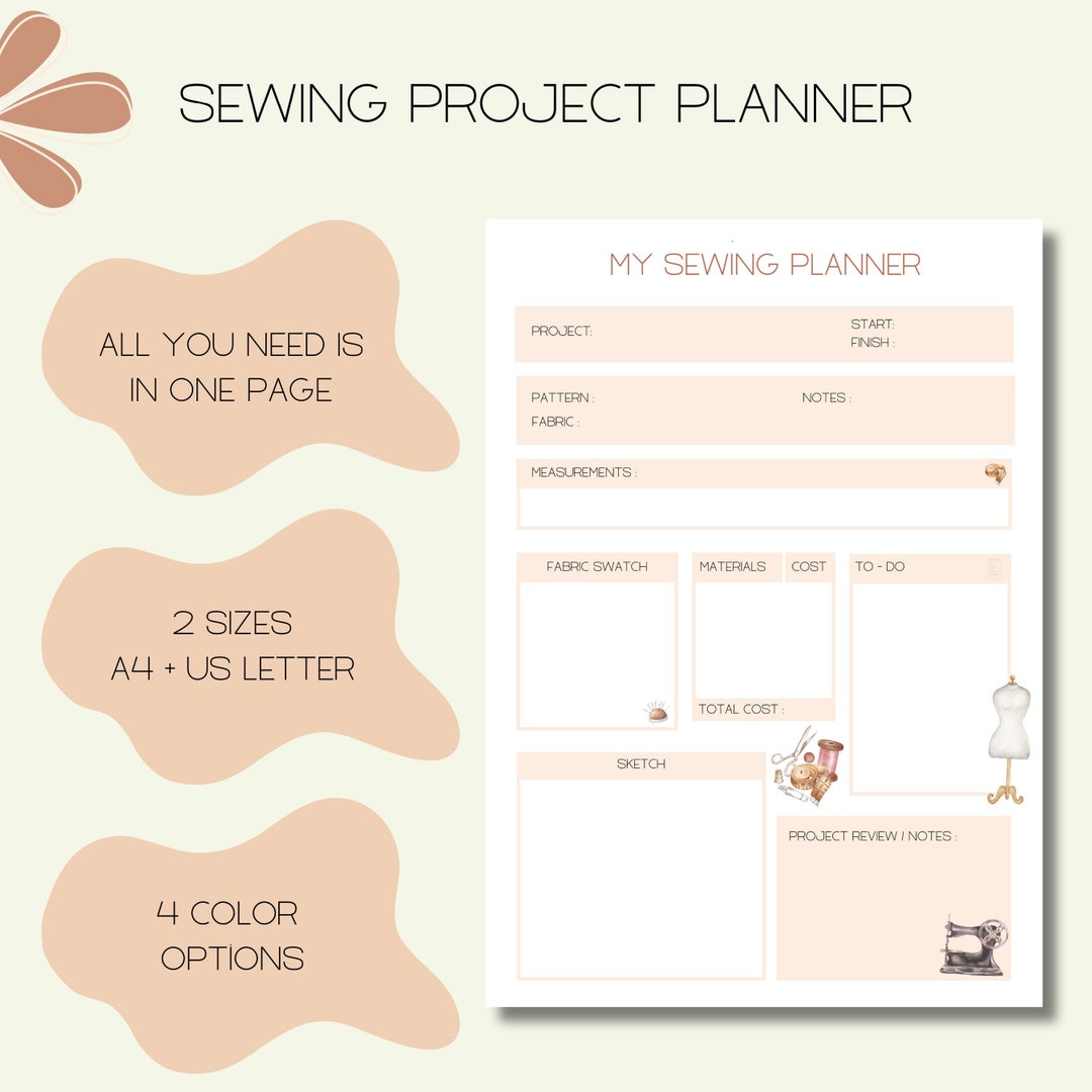 Printable Sewing Planner Printable Planner for Sewing Project Sewing ...