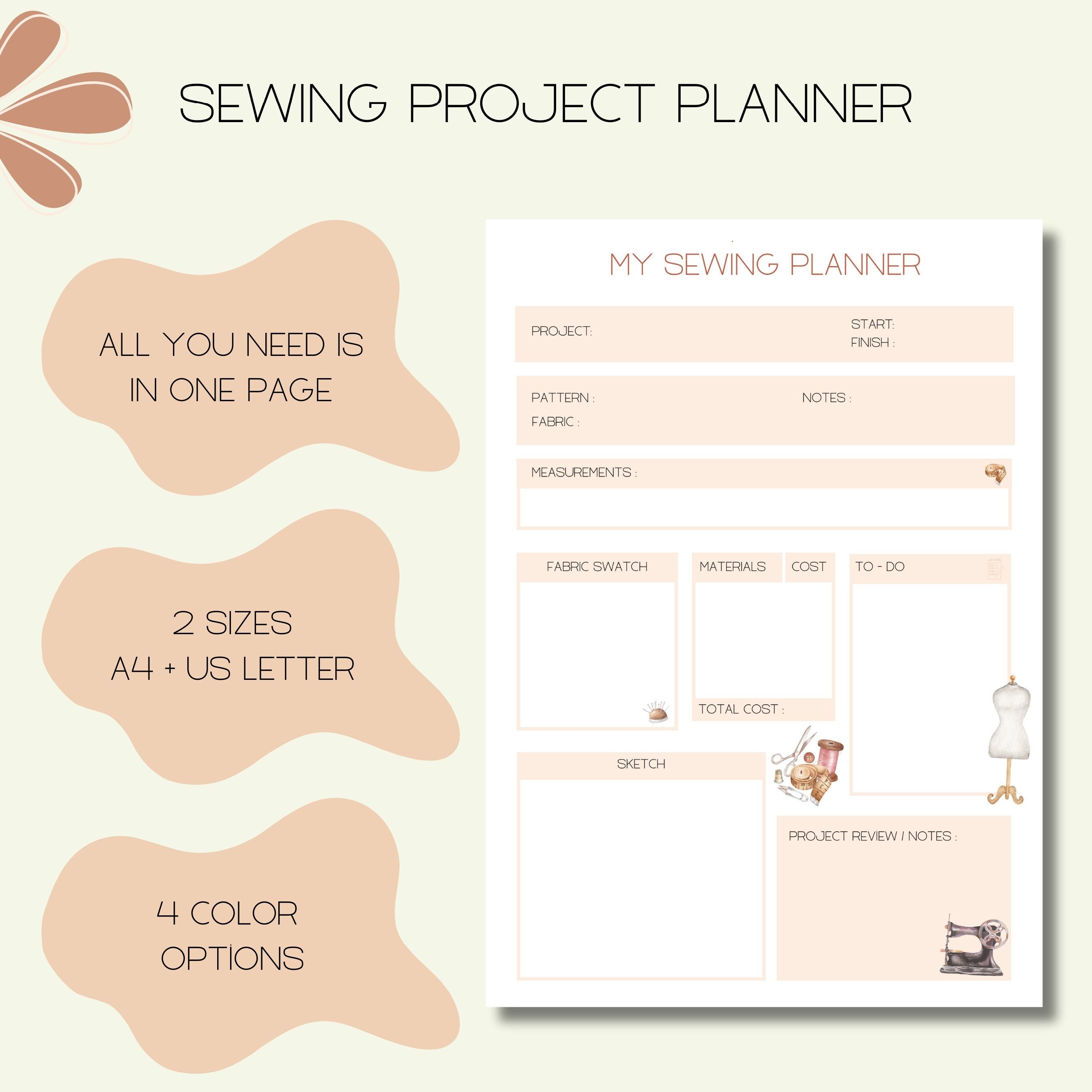 Printable Sewing Planner Printable Planner for Sewing Project Sewing ...
