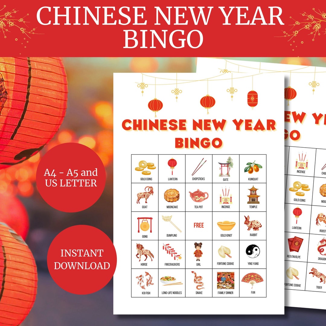 Chinese New Year Bingo Game Lunar New Year Bingo printable Chinese New ...