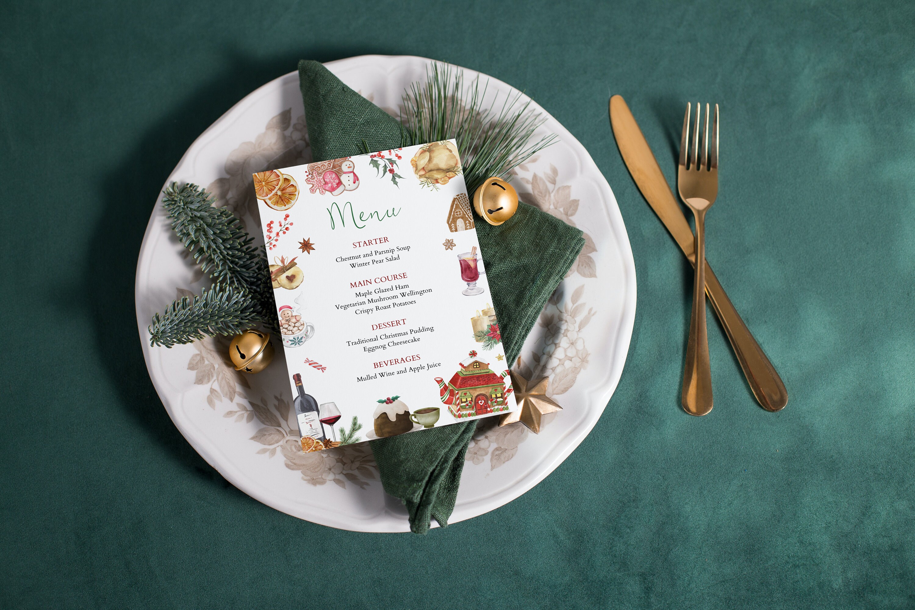 Editable Christmas Menu Template Printable Menu Menu Card Christmas Eve ...