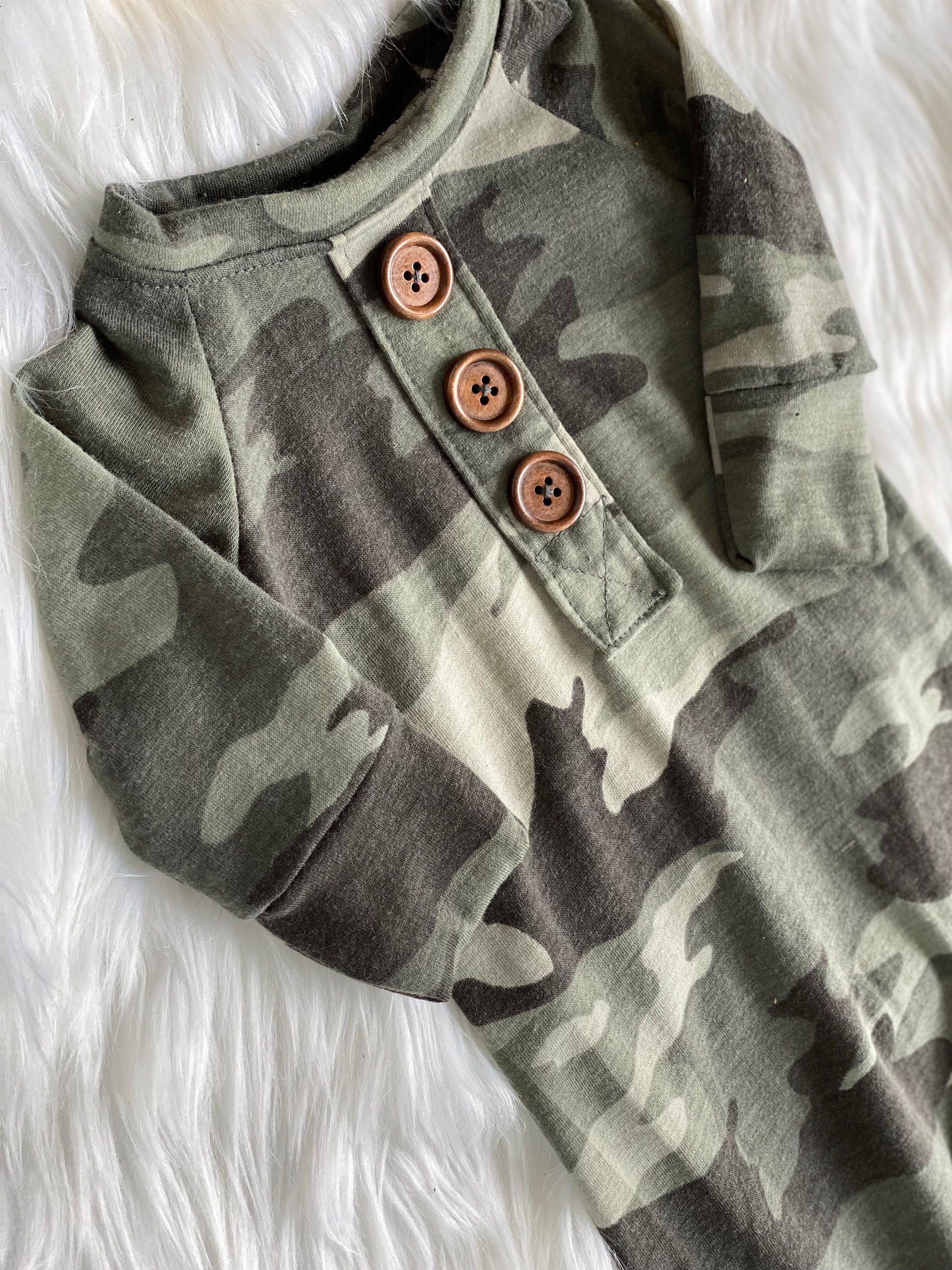 Knotted Baby Gown Newborn Outfits Army Baby Set - Etsy