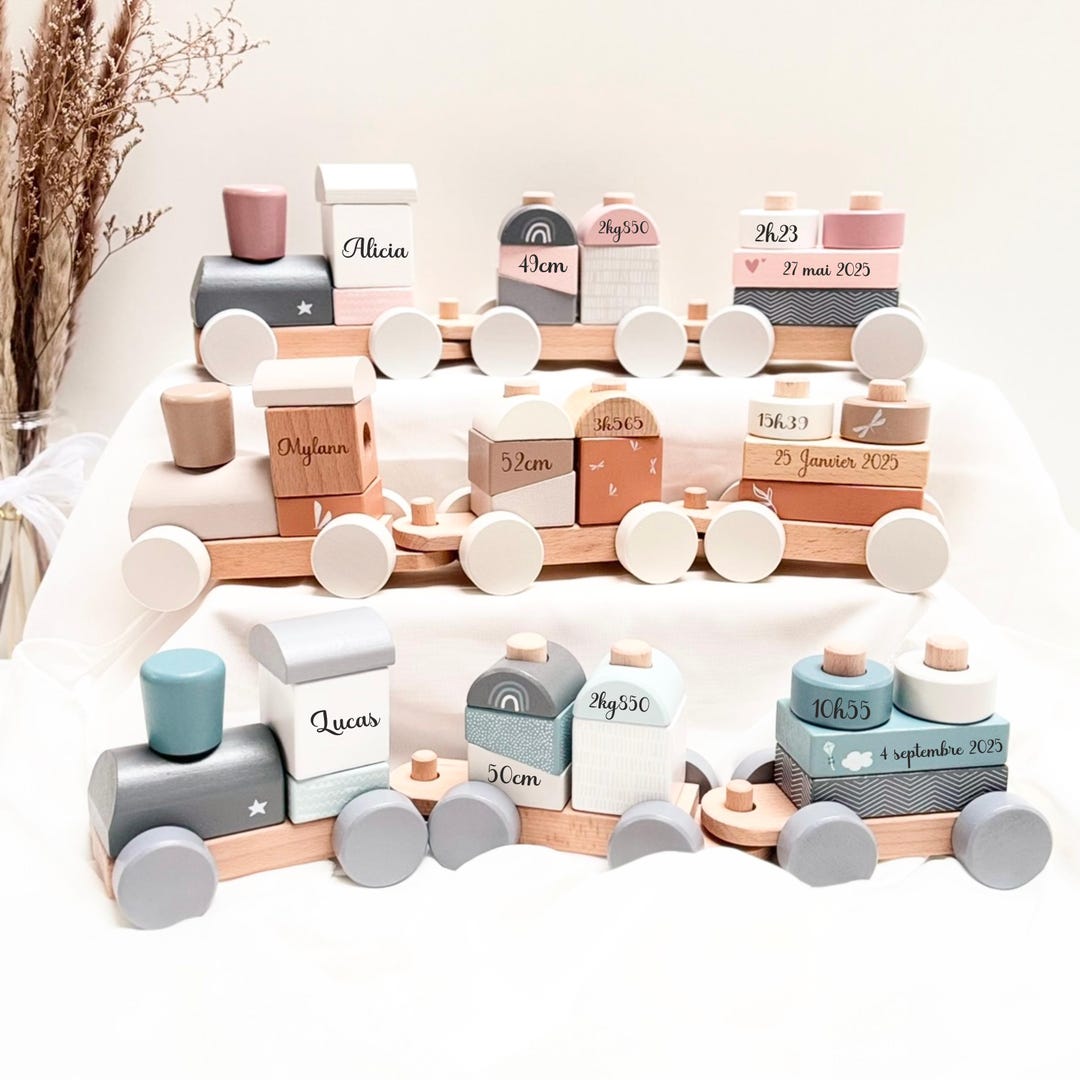 Personalized Birth Train, Baby Gift, Wooden Train, Birth Gift, 18 Month ...