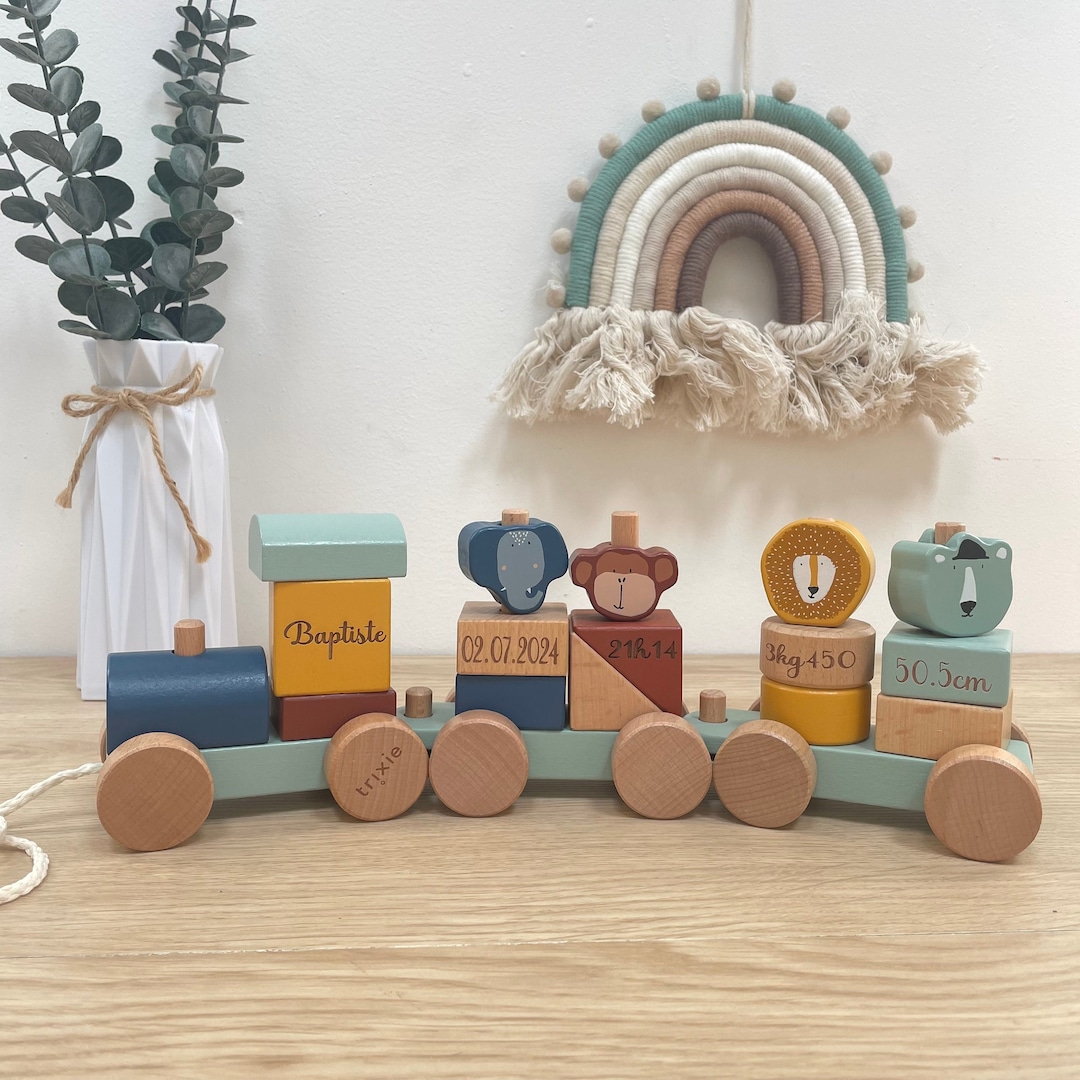 Personalized Birth Gift, Baby Gift, Baby Train With Birth Information ...