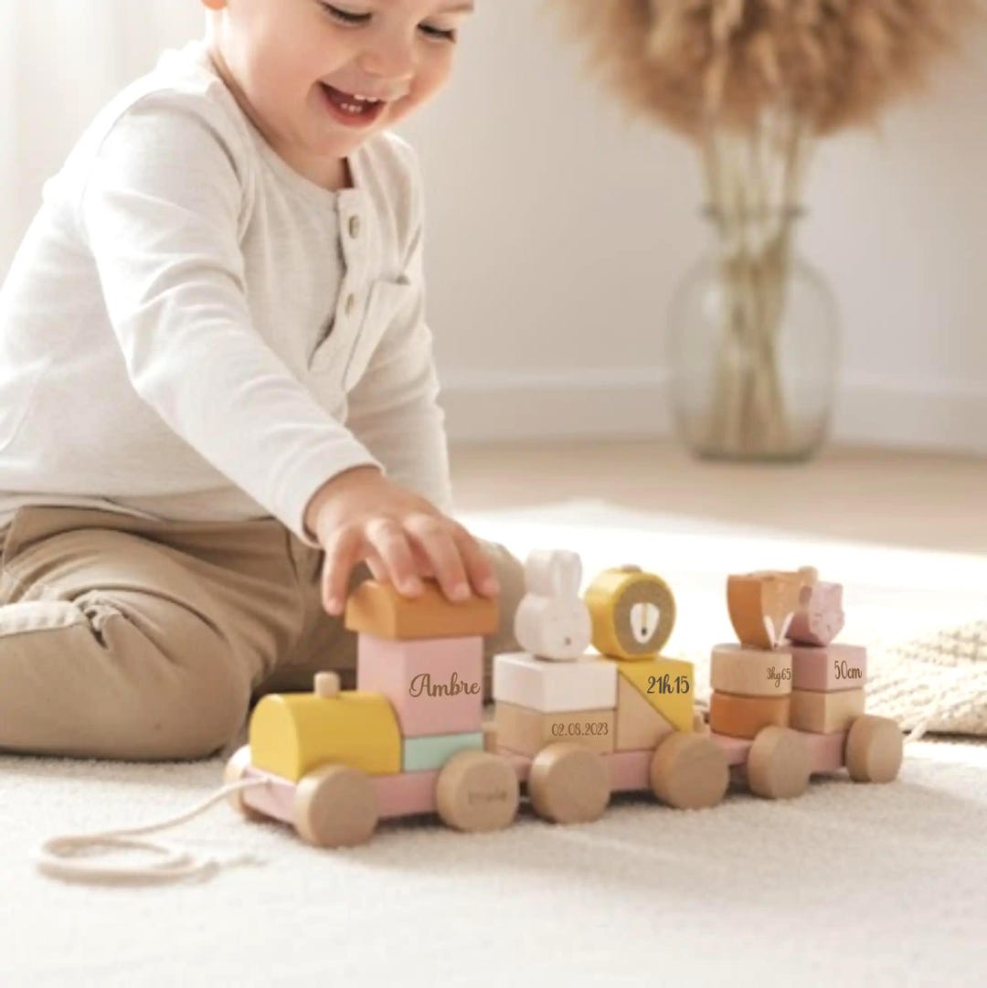 Stacking Baby Train, Personalized Baby Gift, Baby Gift, Stacking Train ...
