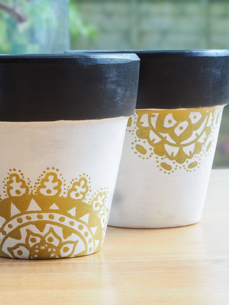 Mandala Design- Hand Painted Indoor Plant Pots - Great for Gifts ...