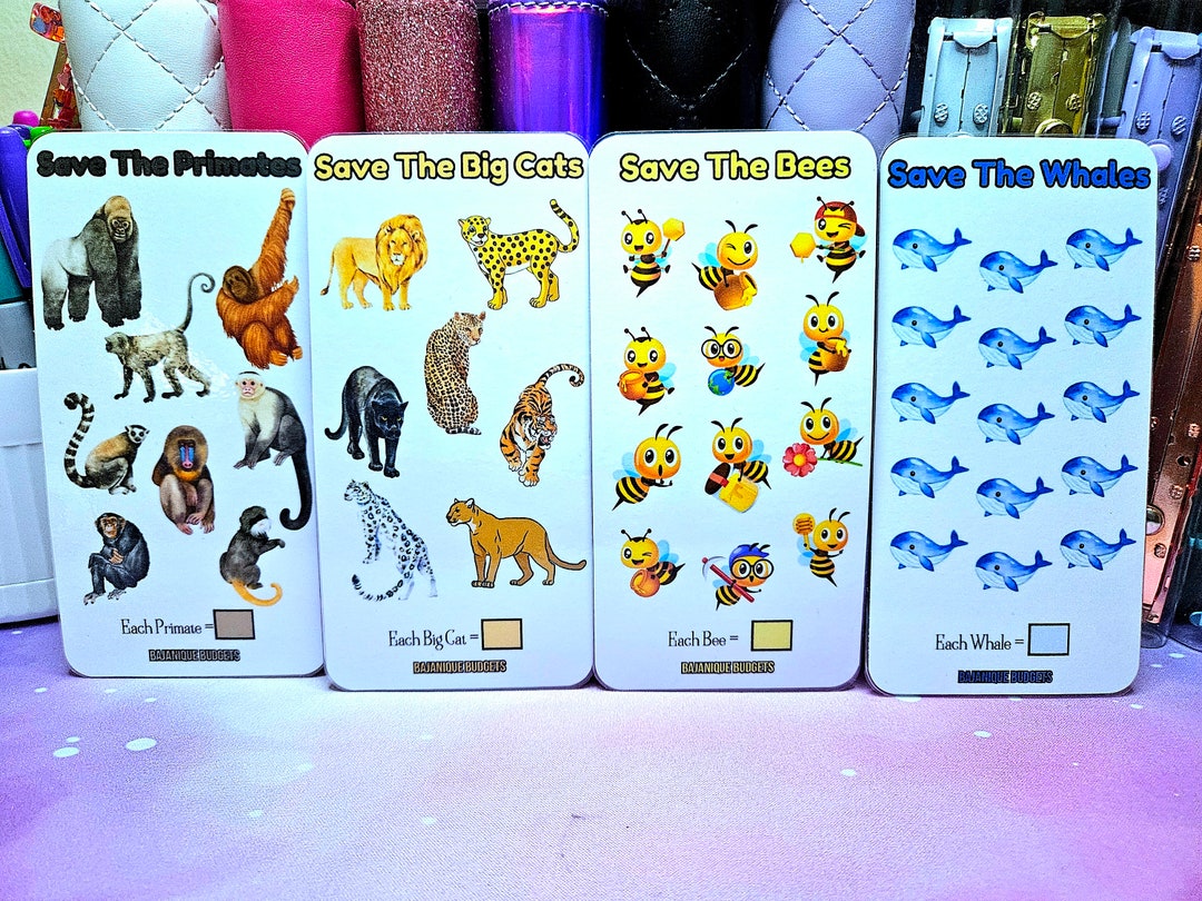 Save the Animals Savings Challenge Reusable Budgeting Cash Envelope ...