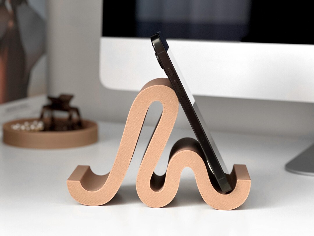3D Printed Wavy Phone Stand for Desk | Modern Dual-sided Holder for ...