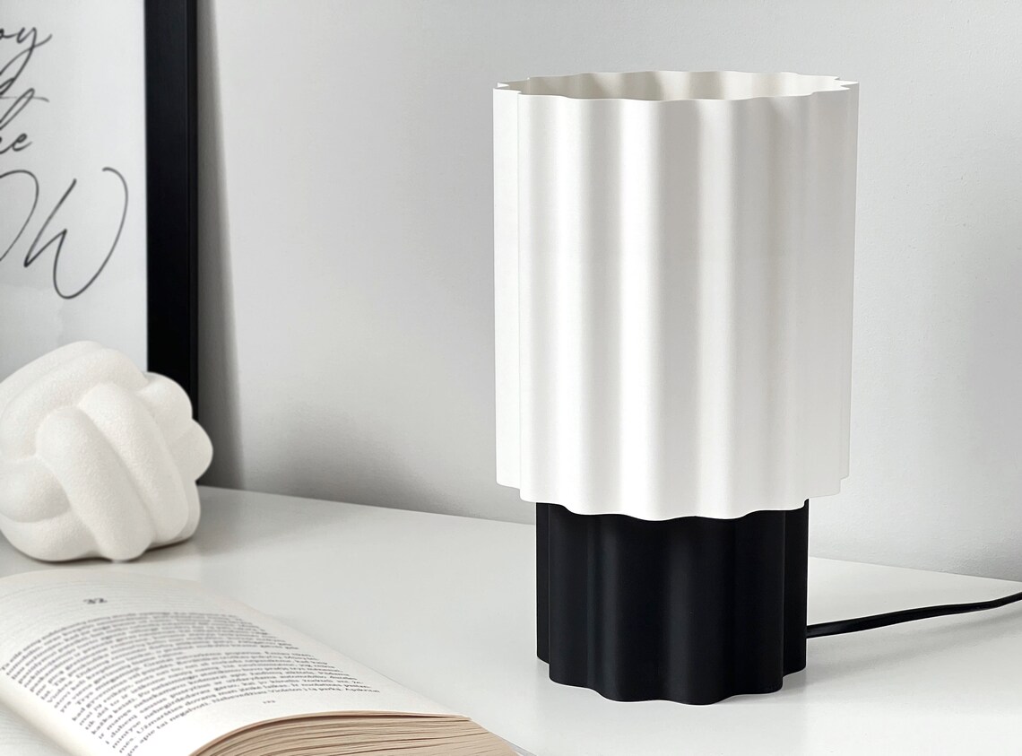 Modern Wavy Table Lamp ONDO 3D Printed Eco-friendly Desk Lamp Aesthetic ...