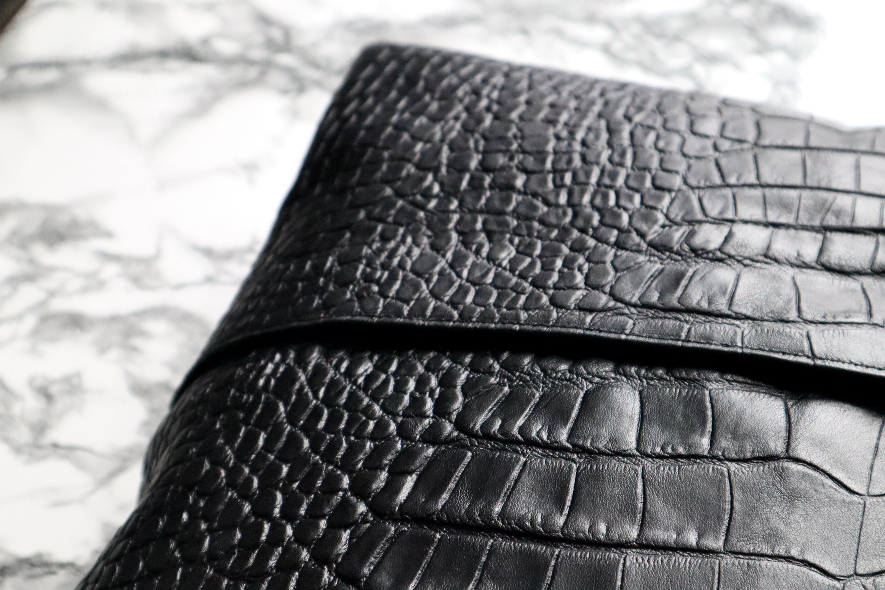 Handmade Black Croc Embossed Leather Throw Pillow With Chrome Studs ...