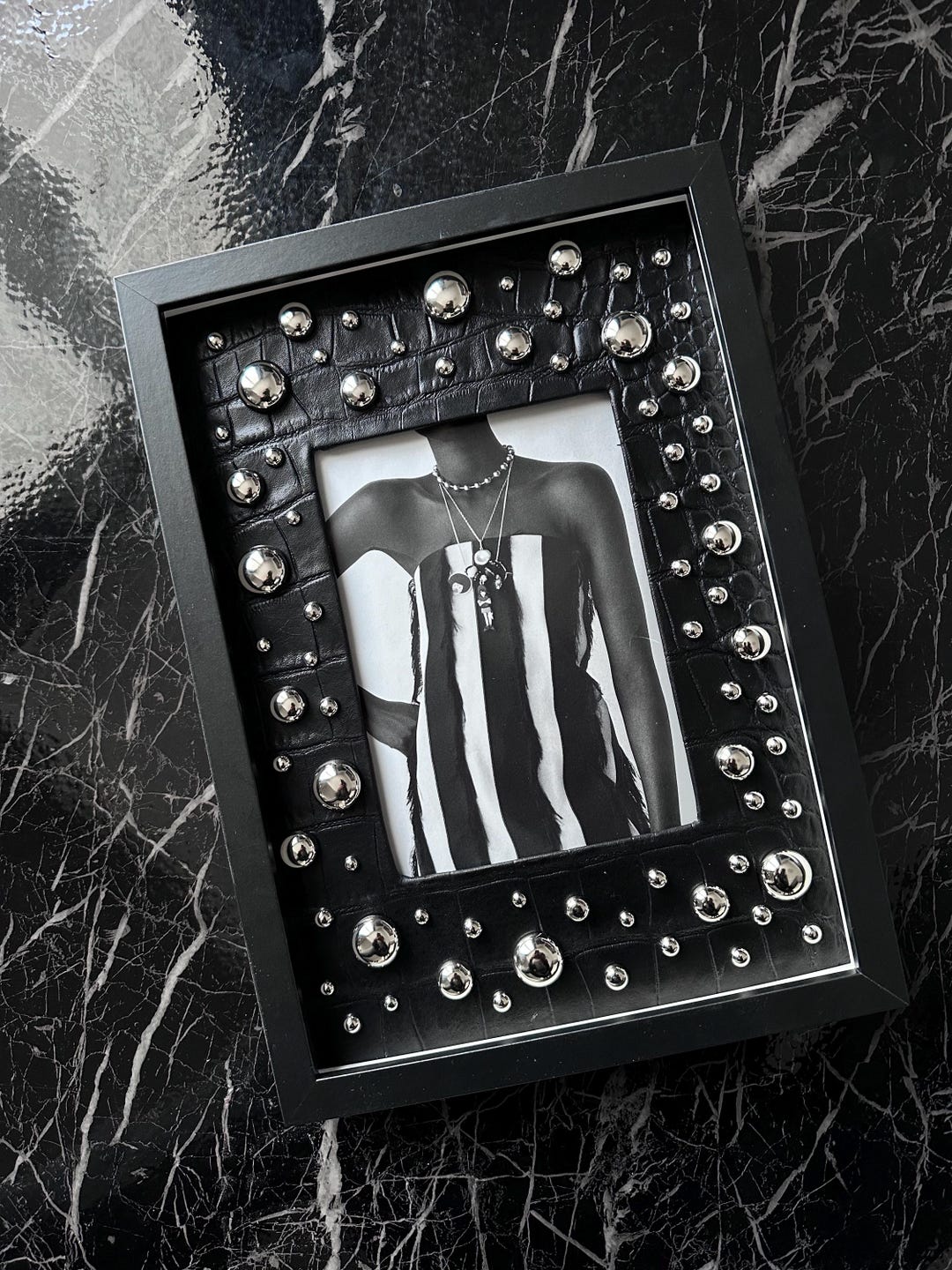 Handmade Croc-embossed Leather Photo Frame Insert Modern Minimalist ...