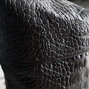 Handmade Black Croc Embossed Leather Throw Pillow With Chrome Studs ...