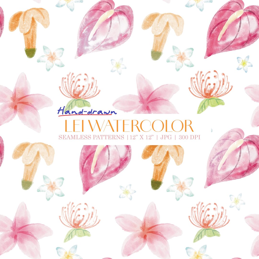 Seamless Pattern Lei Flower Png | Spring Summer Digital Papers ...