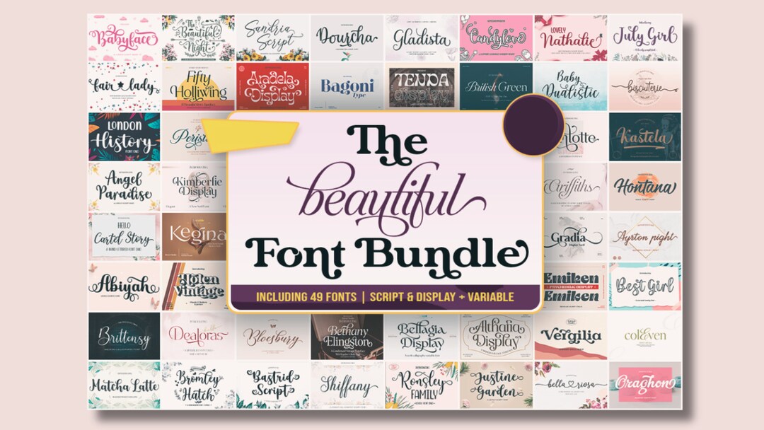 The Beautiful Font Bundle procreate Prints Vintage Canva Fonts Cricut ...