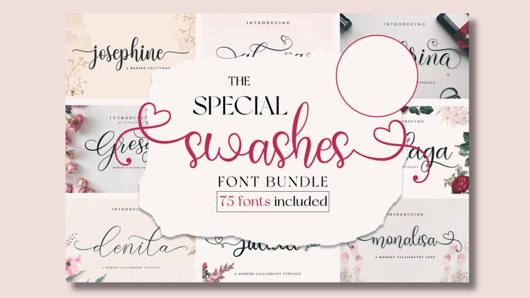 The Special Swashes Font Bundle procreate Prints Vintage Canva Fonts ...
