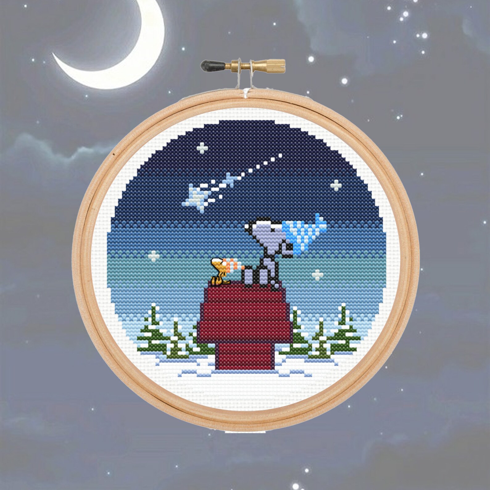 Shooting Star Cross Stitch Pattern - Kawaii, Cute, Aesthetic, Nighttime ...