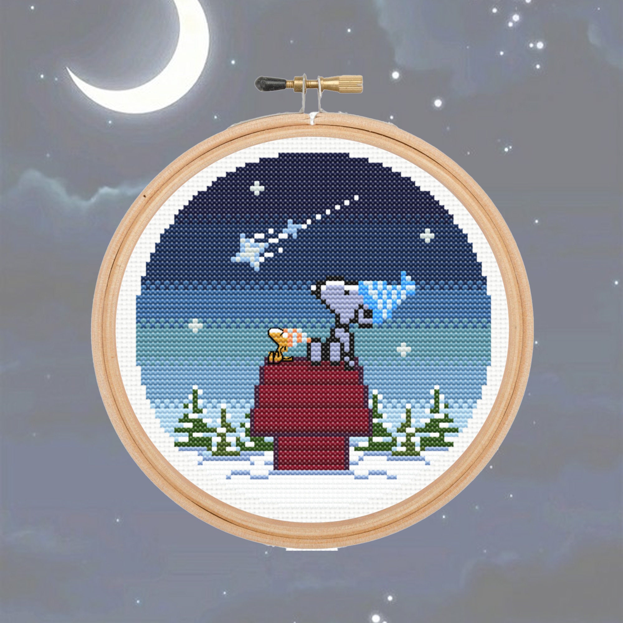 Shooting Star Cross Stitch Pattern - Kawaii, Cute, Aesthetic, Nighttime ...