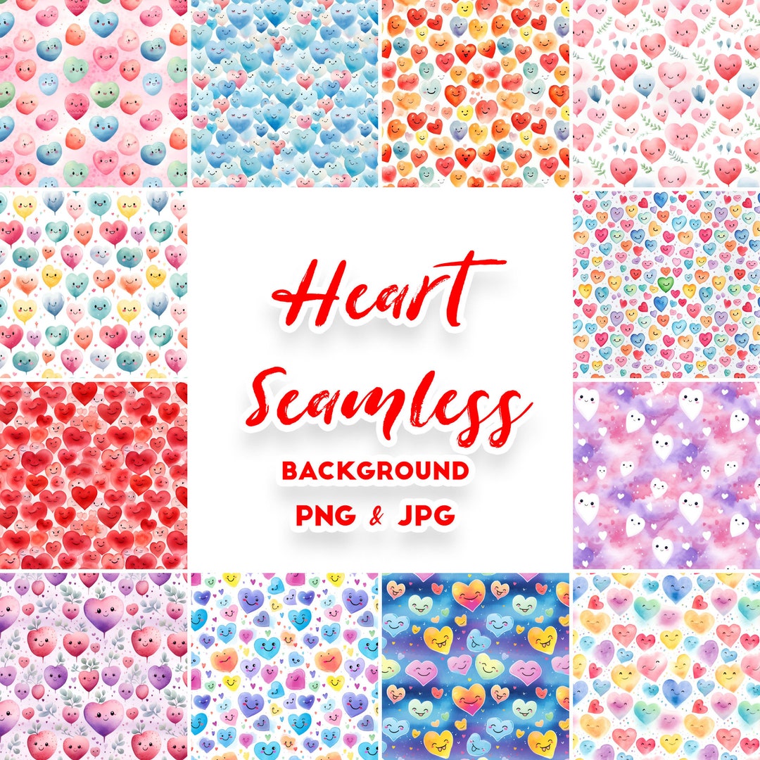 Heart Background Seamless Pattern Heart Watercolor Valentine's Day ...