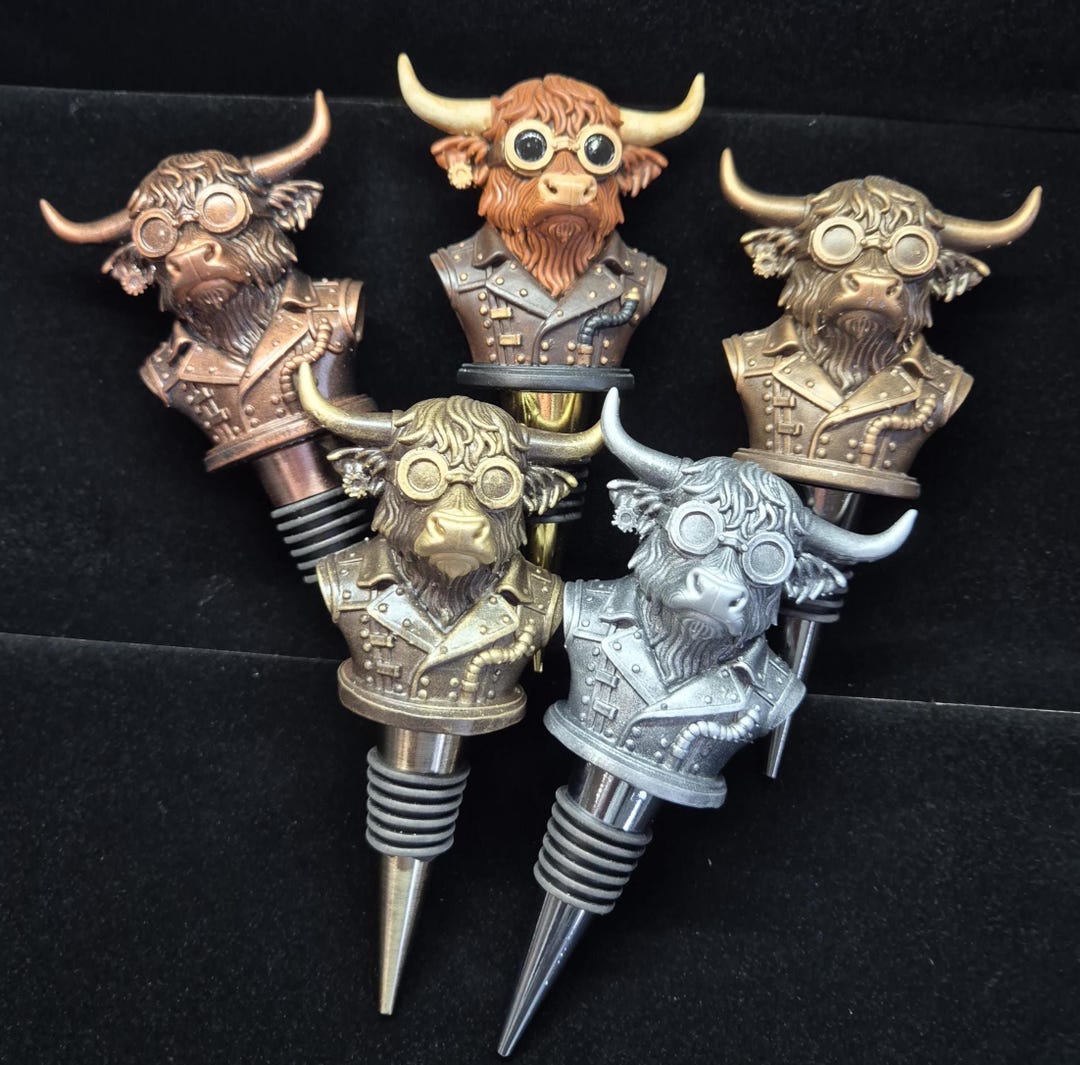 Handmade Steampunk Highland Cow Bottle Stopper | Unique Barware Gift - Etsy