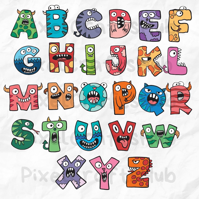 Halloween Monster Alphabet Font Monster Theme Clipart PNG JPG ...