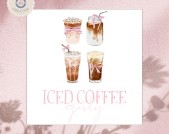 Iced Coffee Girly PNG, Coffeette Iced Coffee Png, Coquette Png, Coffee ...