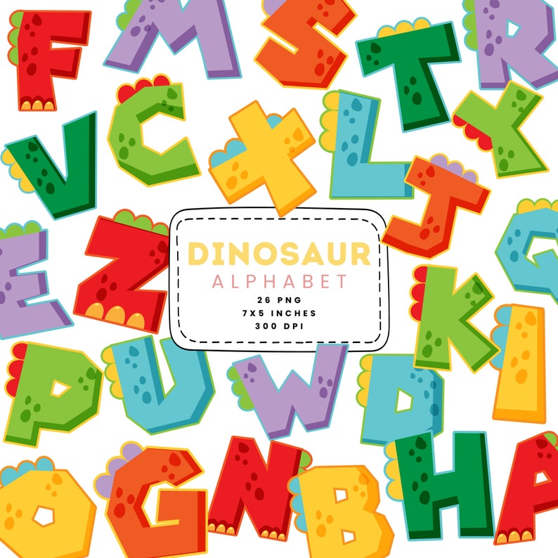 Dino Letter Alphabet Font Dinosaur Theme Clipart PNG JPG Commercial Use ...