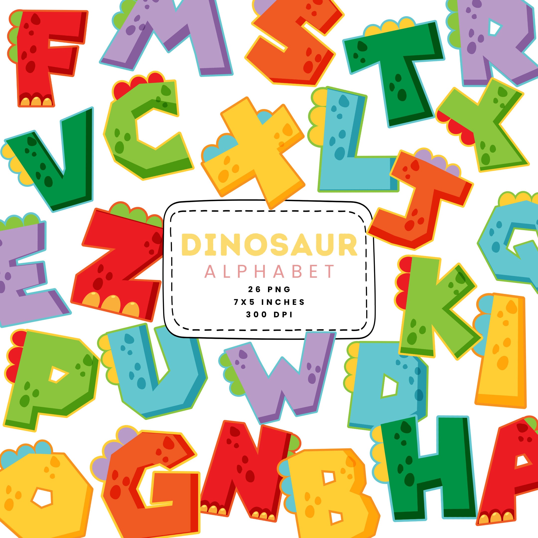 Dino Letter Alphabet Font Dinosaur Theme Clipart PNG JPG Commercial Use ...