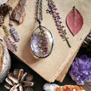Heather Necklace, Cottage Core Jewelry, Lavender Necklace, Pressed ...