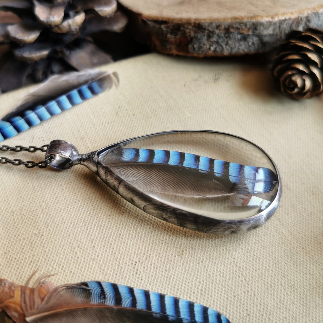Nature Inspired Jewelry, Cottagecore Necklace, Jay Feather Necklace ...