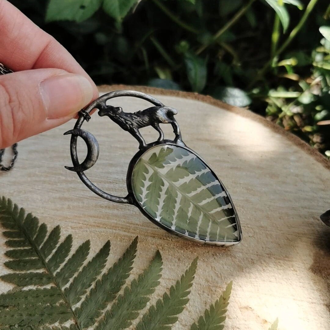 Nature Inspired Jewelry, Cottagecore Fern Necklace, Crescent Moon ...