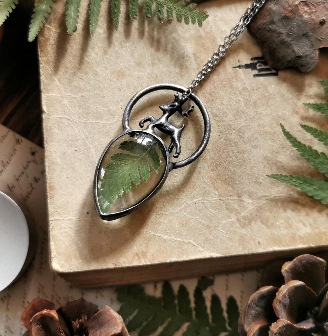 Fern Necklace, Cottage Core Jewelry, Real Plant Jewelry, Pressed Flower ...