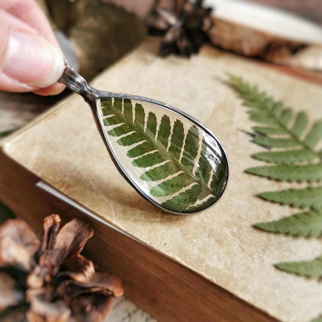 Fern Necklace, Cottagecore Jewelry, Real Plant Jewelry, Pressed Flower ...