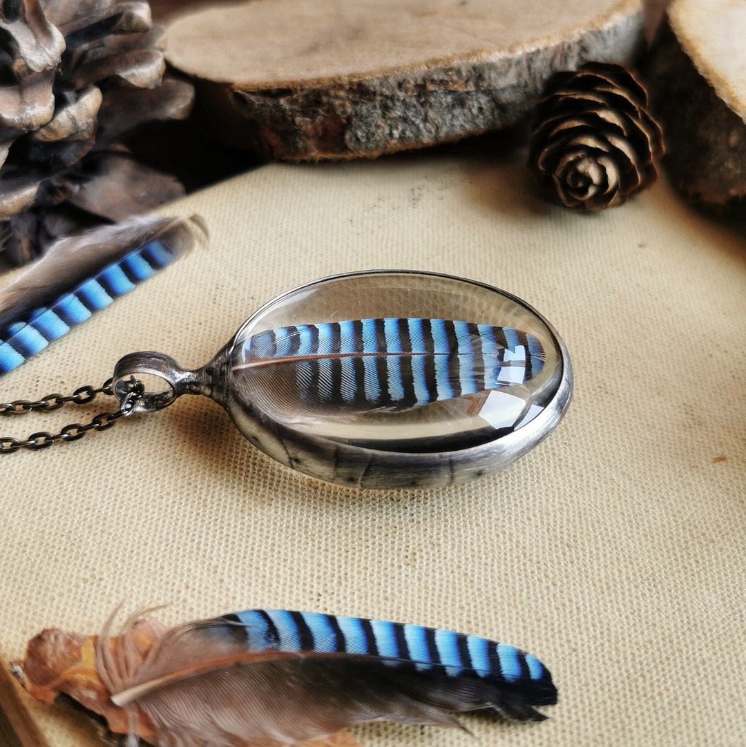 Cottagecore Jewelry, Jay Feather Necklace, Nature Inspired Jewelry ...