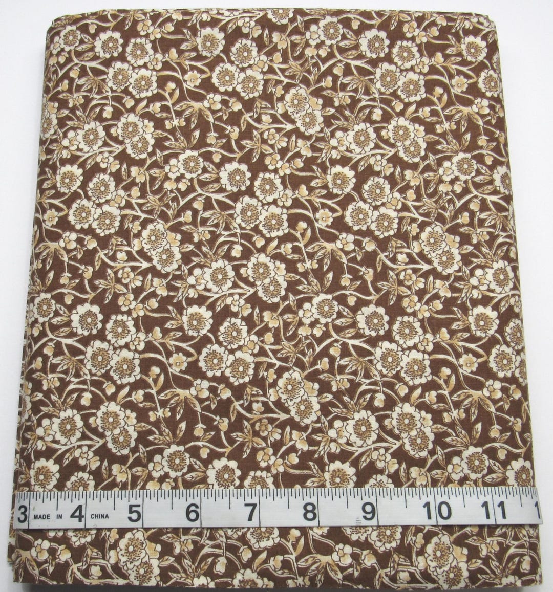 Vintage Unbranded Tonal Brown Floral BTY (36"x44") Cotton Sew Quilt ...