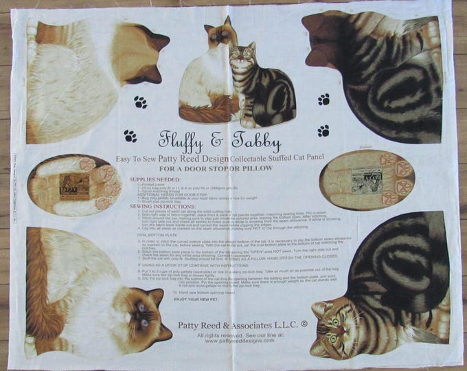 2007 Fluffy & Tabby Fabric Traditions Patty Reed Designs Cut and Sew ...
