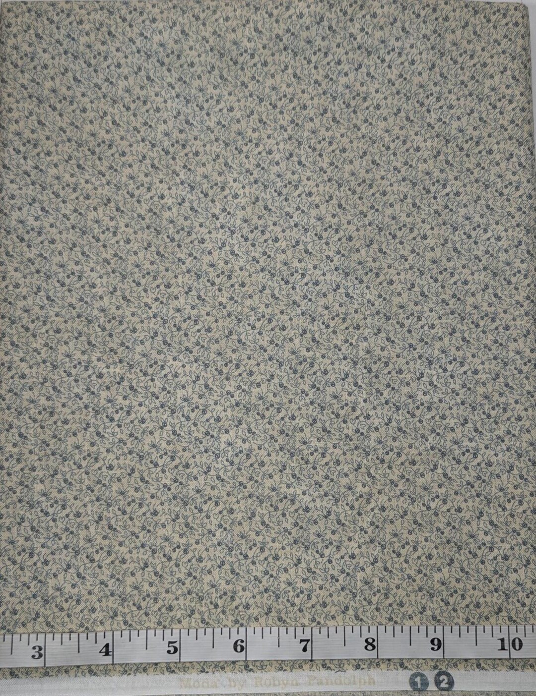 Vintage Robyn Pandolph Moda Cream/blue Small Print Vines Flower Buds ...