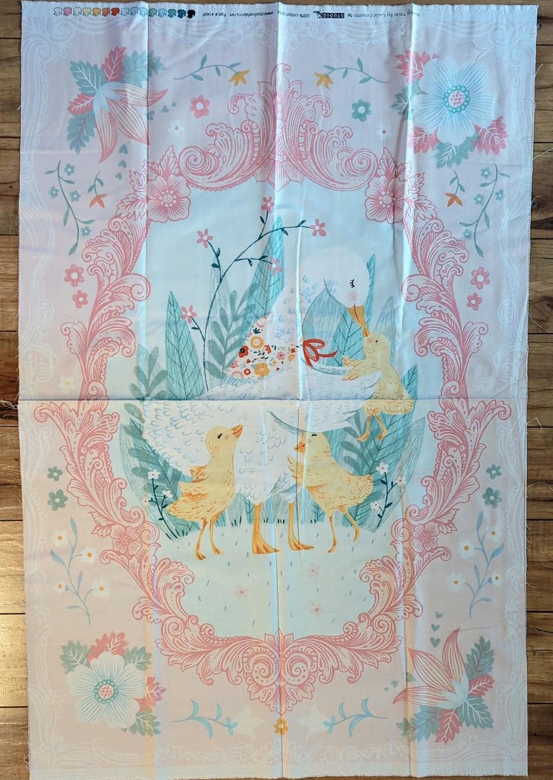 Ducky Tales Lucie Crovatte Studio E Fabric Panel 25x44 Nursery Pink ...