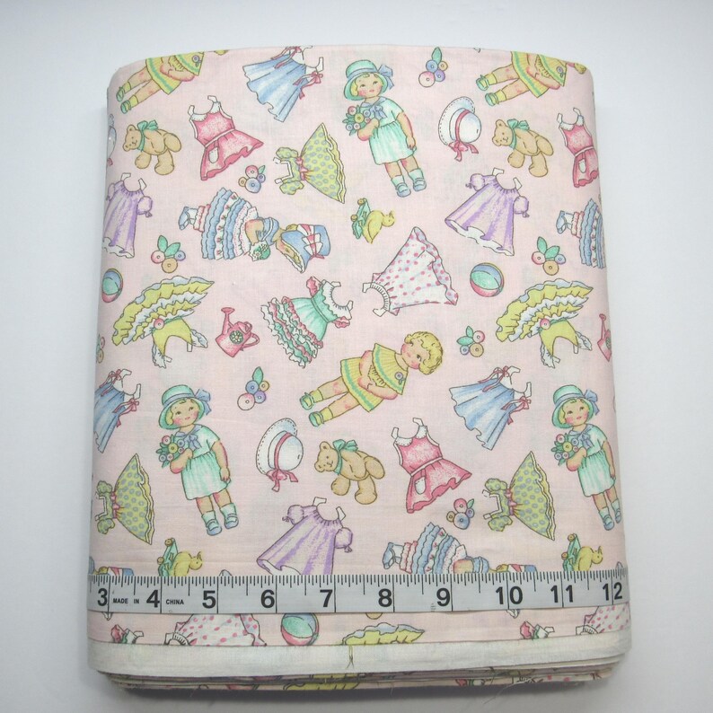 Vintage 1998 Patty's Paper Dolls on Pink BTHY (18"x44") Daisy Kingdom ...