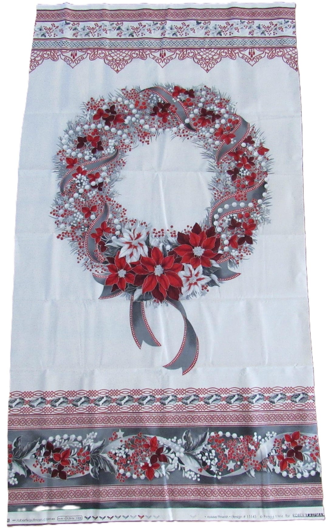 Holiday Flourish Fabric Panel: Peggy Toole Cotton Quilt Craft - Black ...