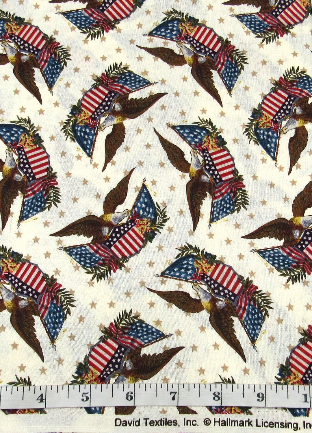 Vintage Patriotic American Eagle David Textiles and Hallmark BTY Cotton ...