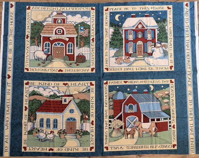 Vintage 1993 Susan Winget 4 Block Country/americana Theme Cotton Panel ...