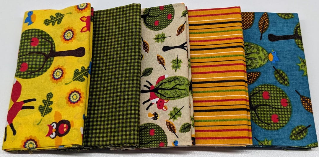 5pc Forest Animals Fat Quarter Bundle Cotton Sew Quilt Craft Fabric - Etsy