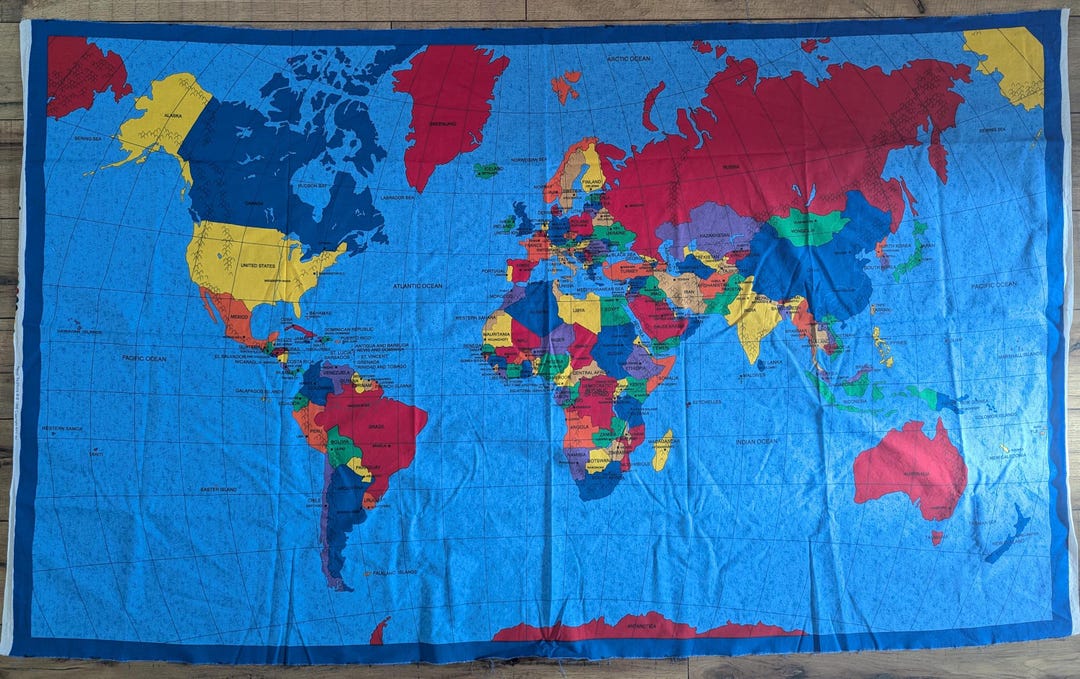 1998 Fabric Traditions World Map Fabric Panel 34x54 Sew Quilt Craft - Etsy