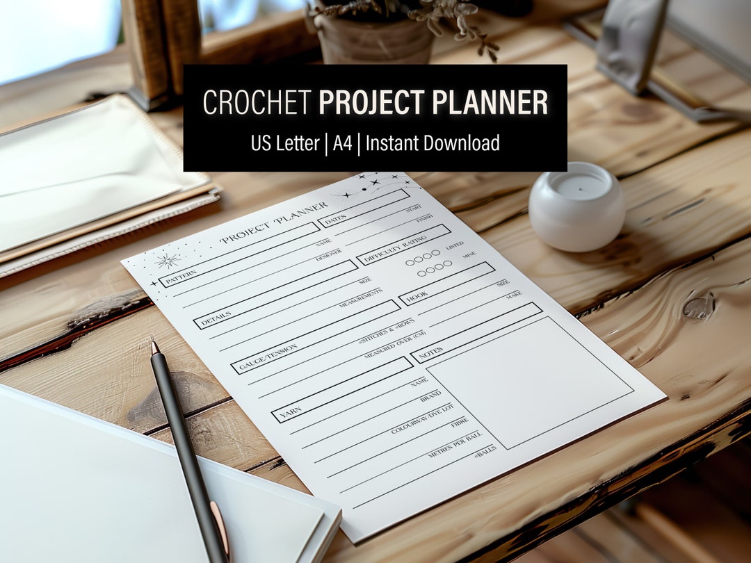 Crochet Project Planner Crochet Journal Digital & Printable PDF A4 and ...
